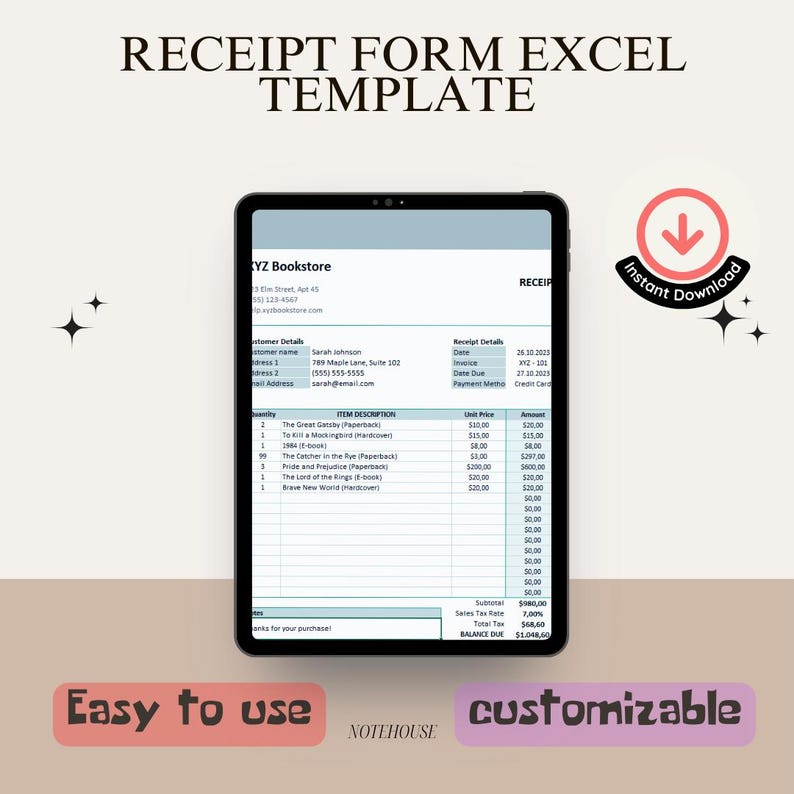 Fillable Printable Receipt Template Excel | Editable Receipt Form ...