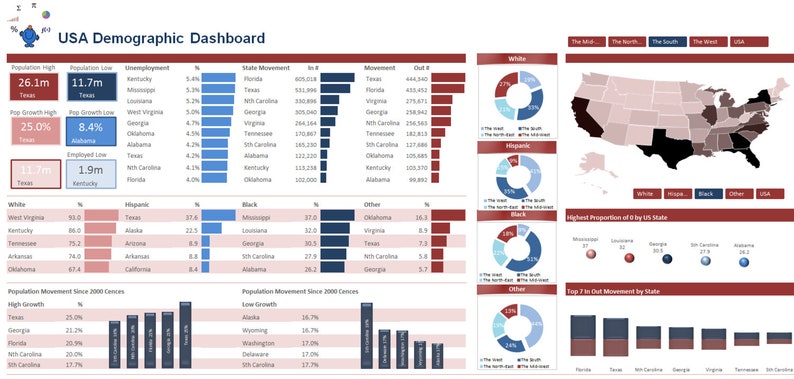 Visualize Population Trends With Our USA Demographic Excel Dashboard ...