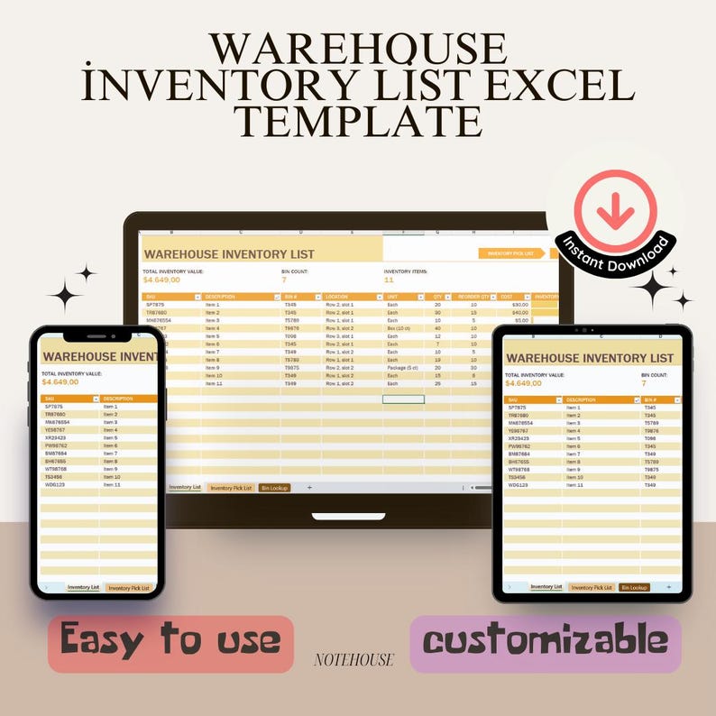Warehouse Inventory List Excel Template – Streamline Your Inventory ...