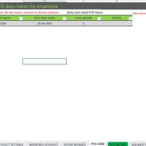 PTO Calculator Hourly Excel Template: Employee Leave Tracker (digital ...