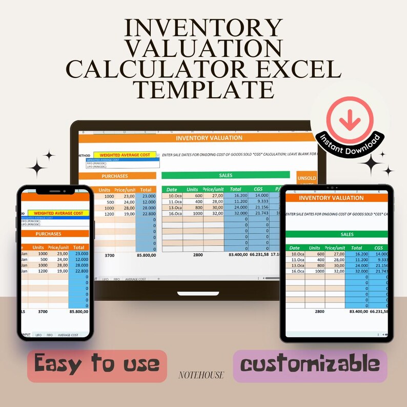 Inventory Management Excel Template – LIFO, FIFO & Average Cost ...
