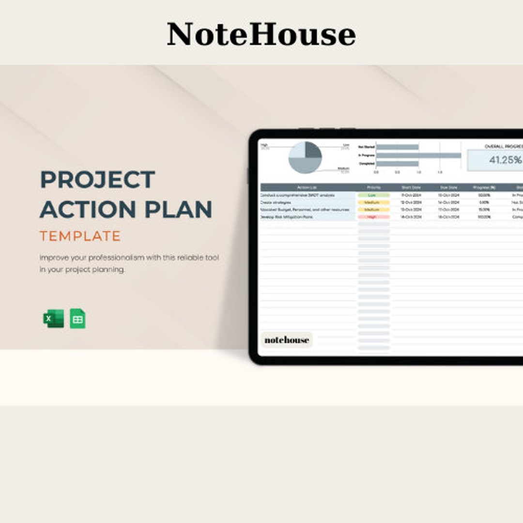 Drive Project Success With Our Excel Project Action Plan Template - Etsy