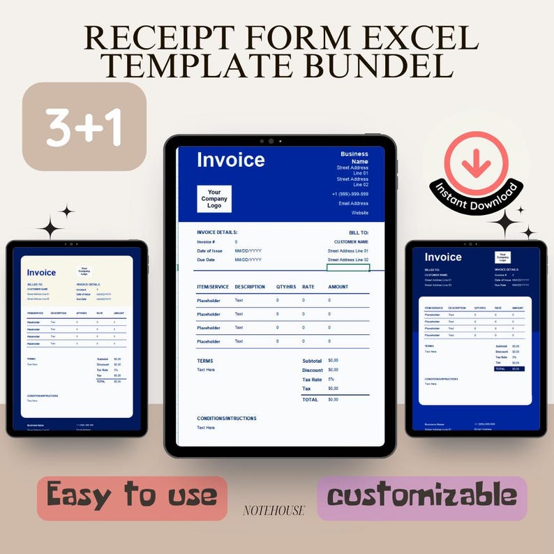 Comprehensive Excel Invoice Templates Bundle 31 - Etsy
