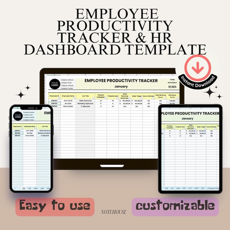 Ultimate Employee Productivity Tracker & HR Dashboard Template for ...