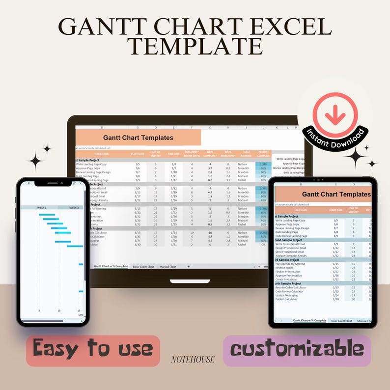 Gantt Chart Templates – Simplify Project Planning and Tracking - Etsy