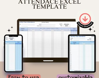 Monthly Class Attendance Excel Template – Simplify Your Attendance Tracking! - Etsy