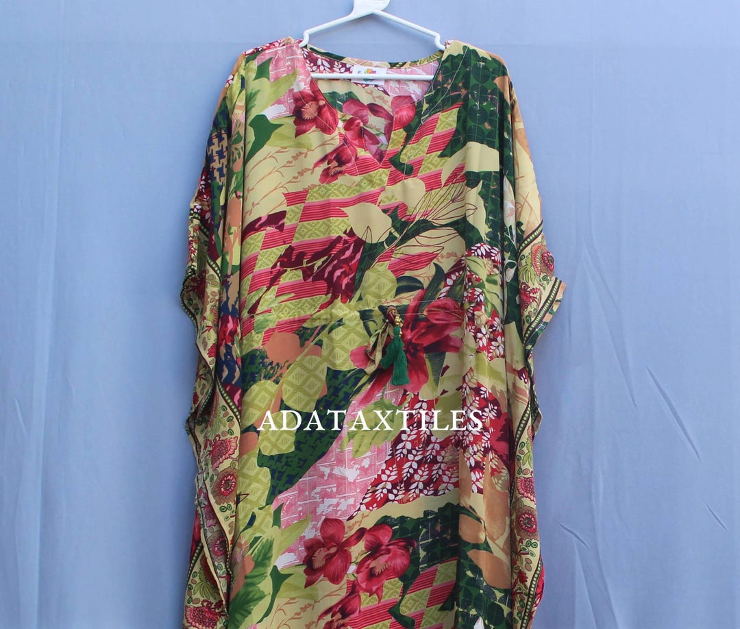 Easy Fit Kaftan for All Body Types Indian Silk Kaftan Beach Coverup ...