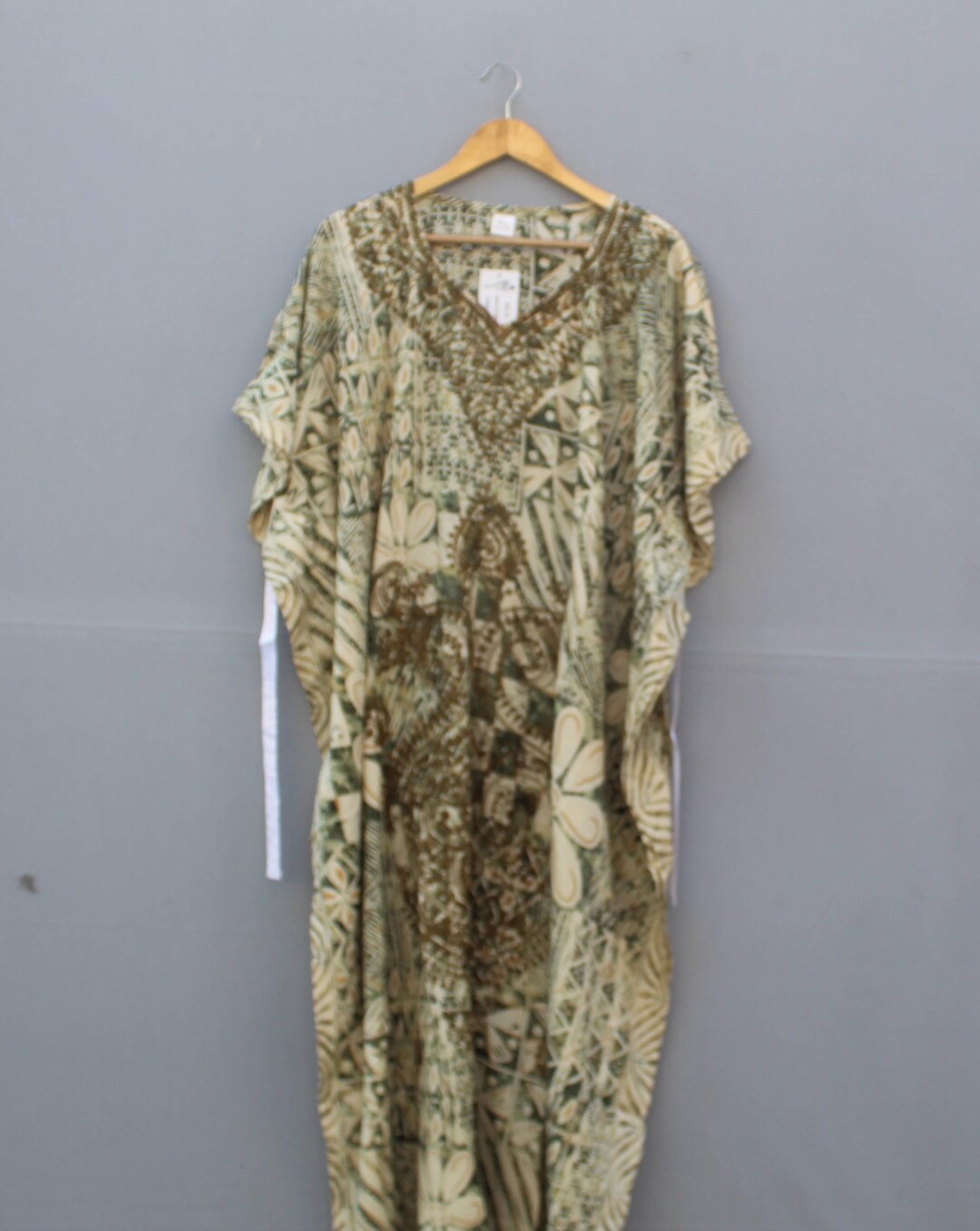 Long Silk Kaftan Dress | Handmade Printed Silk Caftan | Boho Resort ...