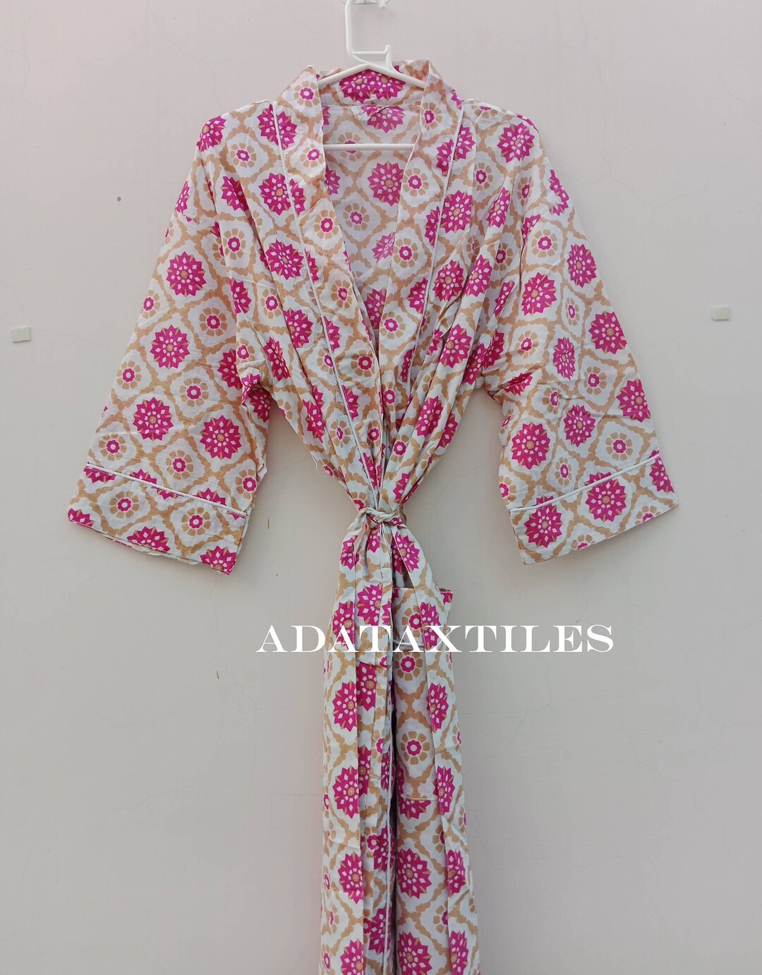 Floral Blockprint Cotton Robe: Indian Kimono Cover-up - Etsy