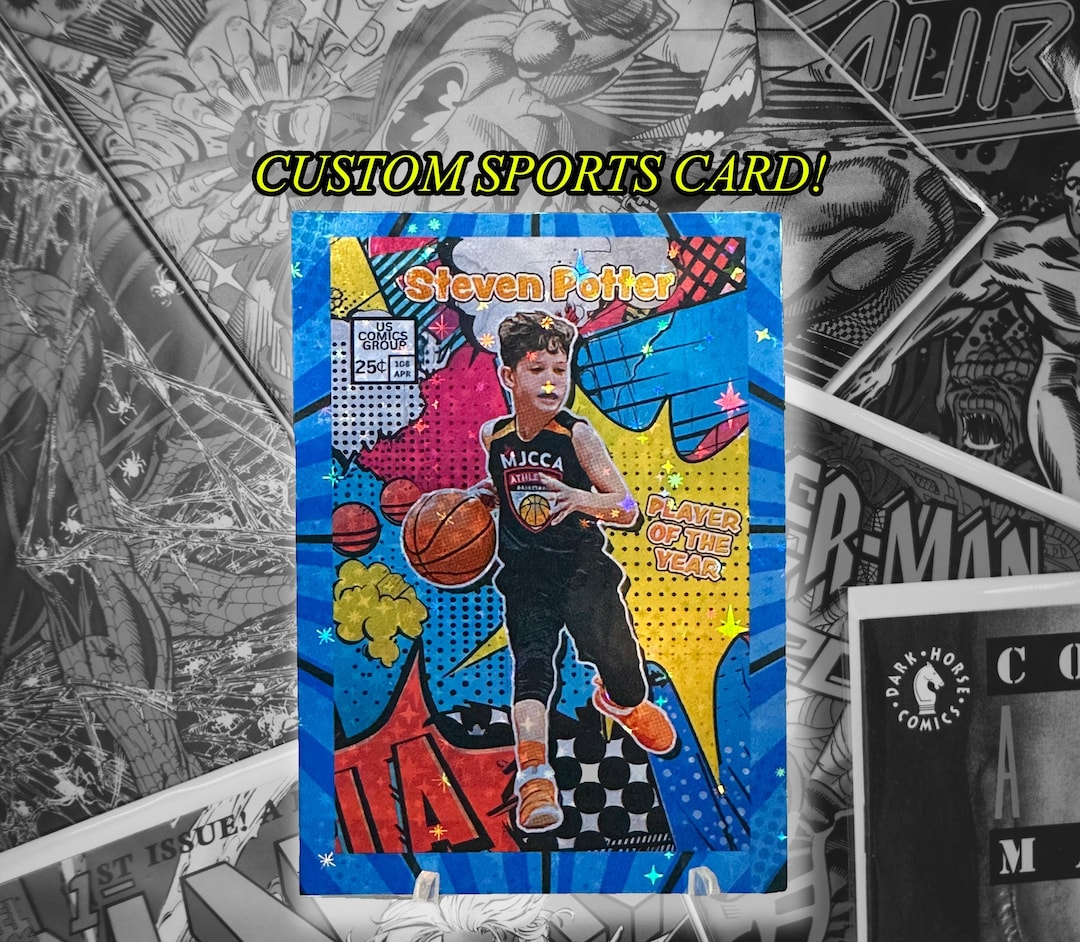 Comic Holographic Sports Card With Case - Etsy