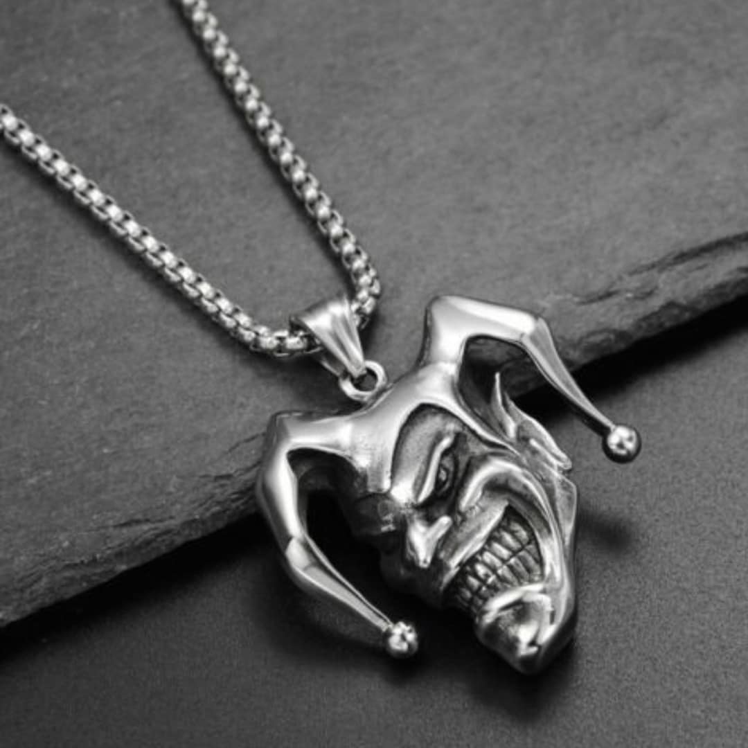 Punk Joker Clown Stainless Steel Pendant Necklace for Men Smiling Punk Joker Jester Design Amulet Jewelry Piece for Him Etsy