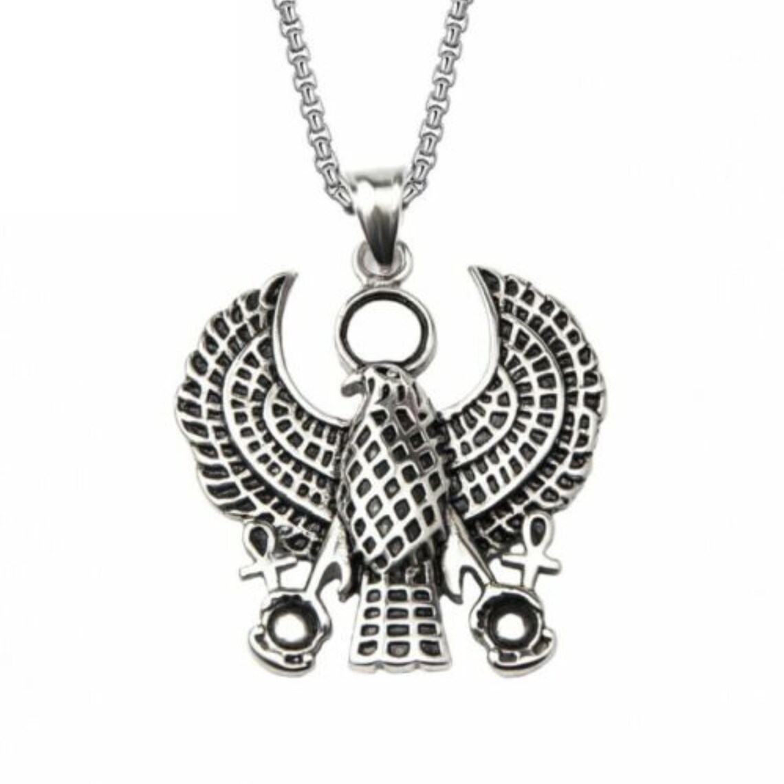 Egyptian Horus Falcon Ankh Stainless Steel Pendant Necklace Powerful ...