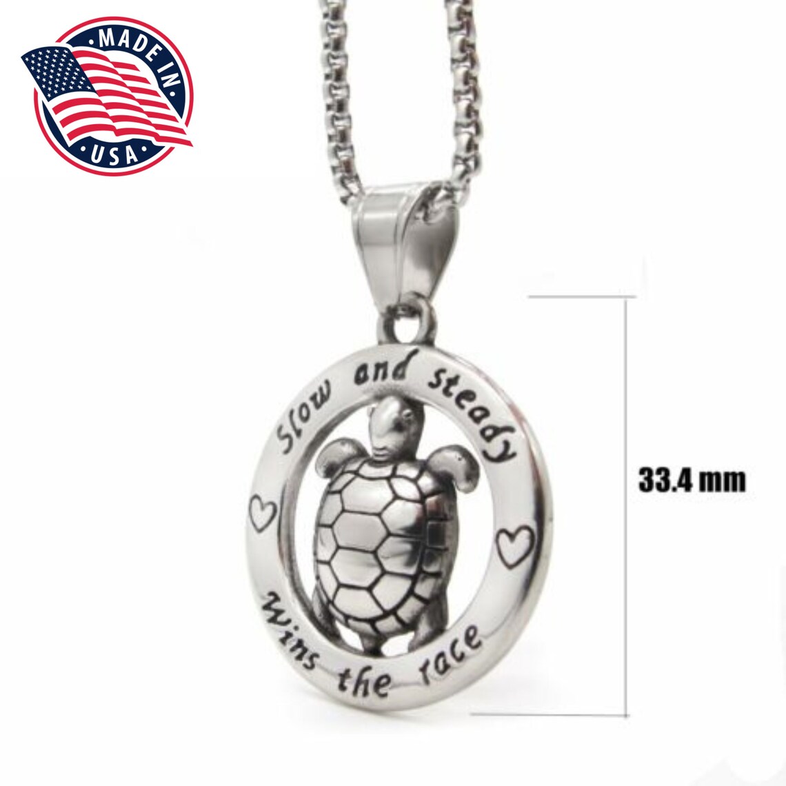 Cute Sea Turtle With Lesson Stainless Steel Pendant Necklace for Men ...