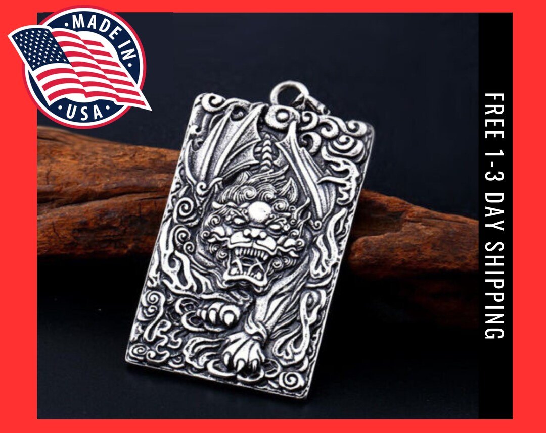 Large Lion Pixiu Amulet Yin Yang Stainless Steel Pendant - Etsy