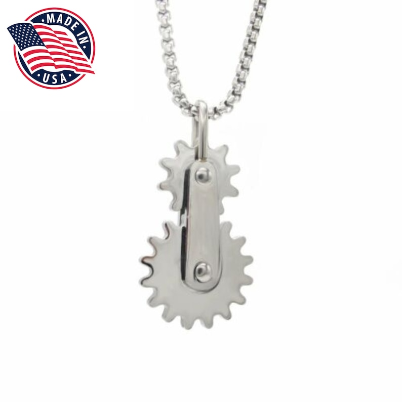Steampunk Rotatable Gears Stainless Steel Pendant Necklace Engineering ...