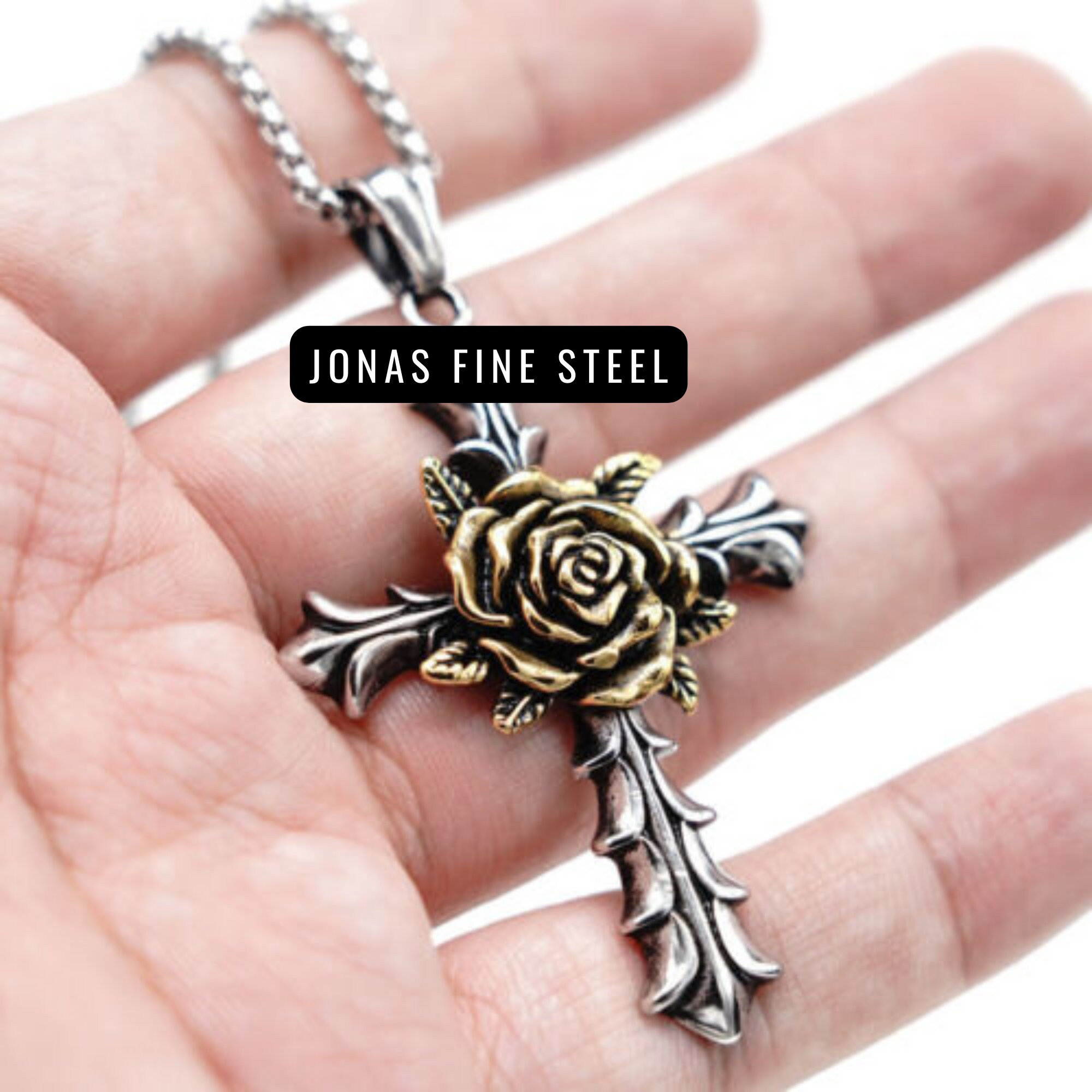 Christian Rosicrucian Rose Cross Stainless Steel Pendant Necklace ...