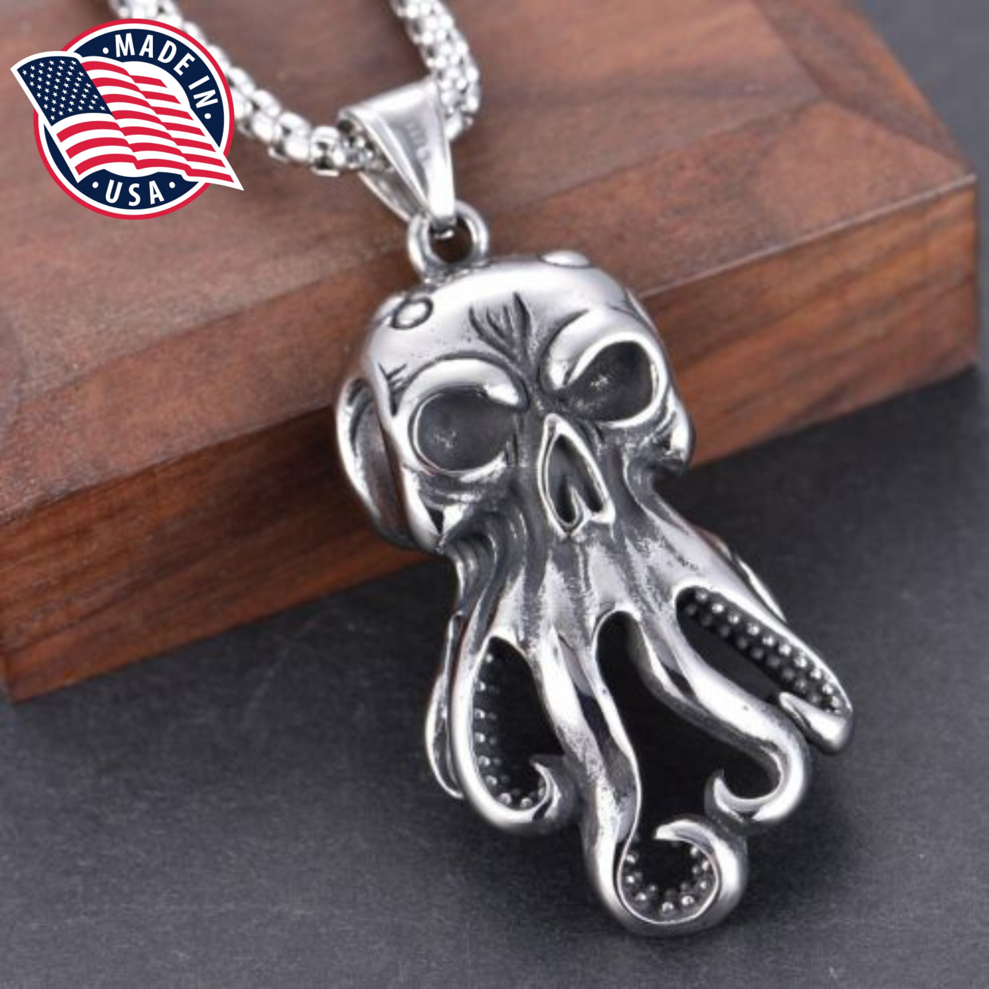 Monster Octopus Skull Stainless Steel Pendant Necklace | Octopus Squid ...