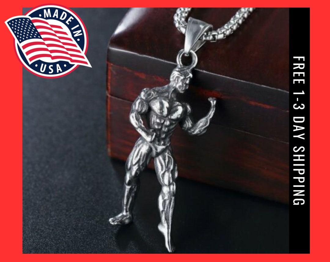Bodybuilder Fitness Workout Stainless Steel Pendant Necklace - Etsy