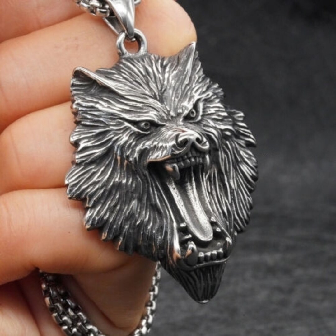 Angry Wolf Pendant Necklace - Norse Mythology, Animal Jewelry, Fenrir ...