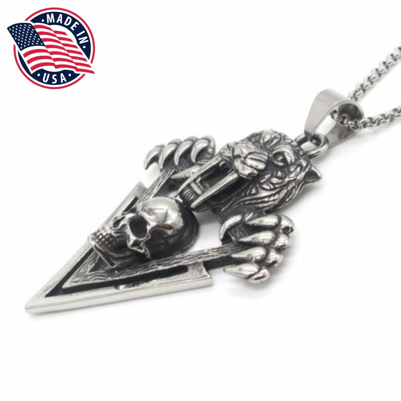 Saber Tooth Tiger Skull Stainless Steel Pendant Necklace - Etsy