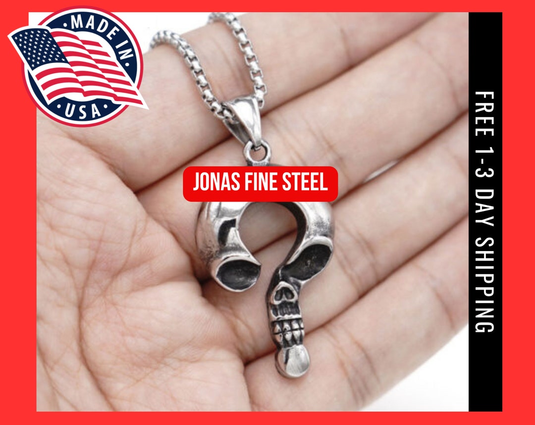 Question Mark Skull Stainless Steel Pendant Necklace Macabre - Etsy