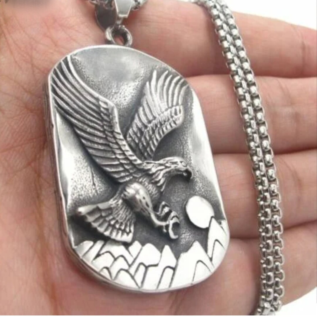 Vintage Spiritual Eagle Stainless Steel Pendant Necklace for Men ...