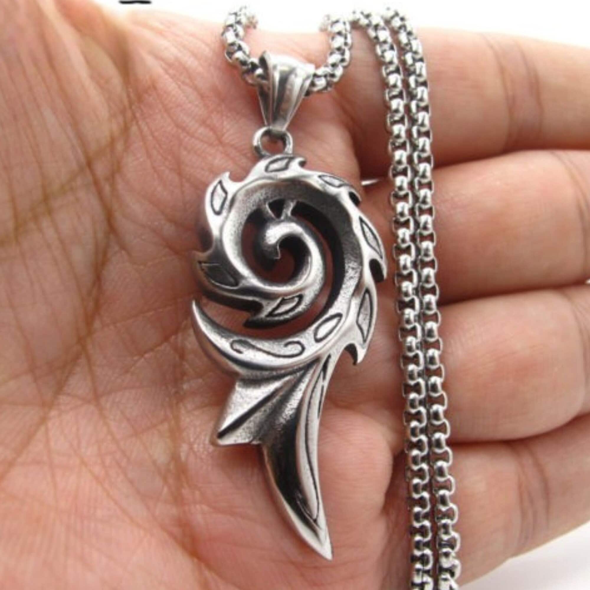 Egyptian Amulet Phoenix Rising Fire Stainless Steel Pendant Necklace ...