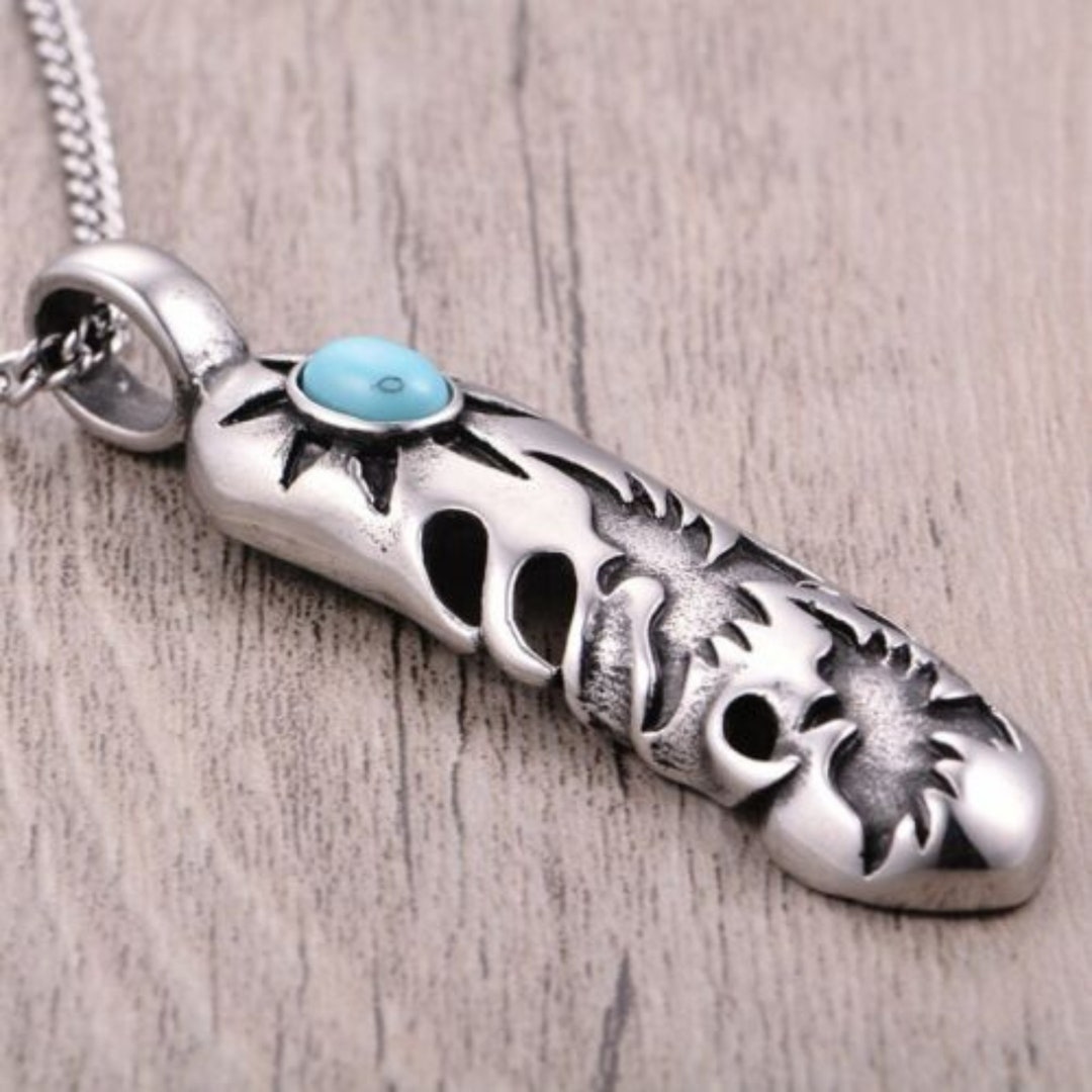 Tribal Thunderbird Feather Stainless Steel Pendant Necklace ...