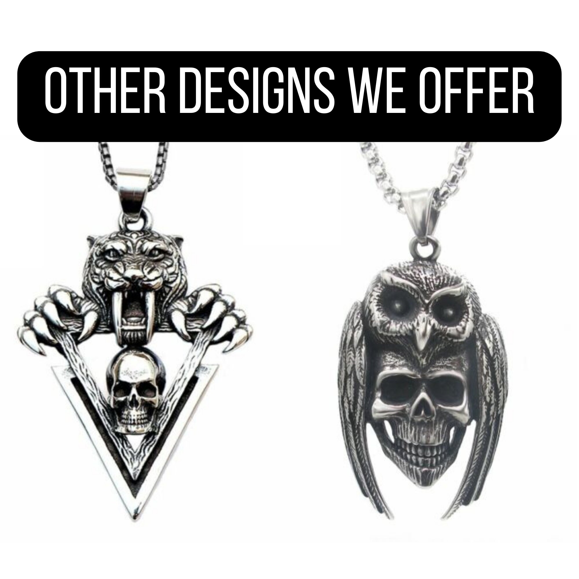 Question Mark Skull Stainless Steel Pendant Necklace Macabre and Grim ...