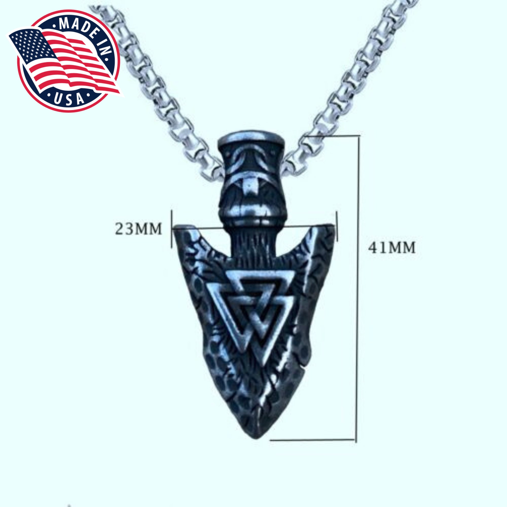Viking Arrowhead Valknut Stainless Steel Pendant Necklace | Nordic ...