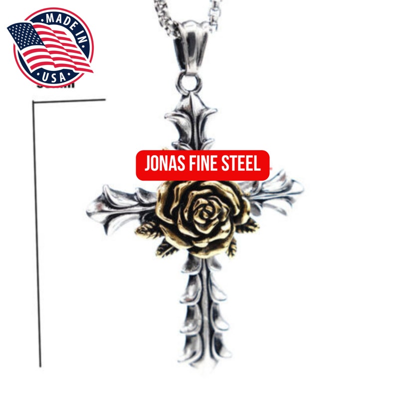Christian Rosicrucian Rose Cross Stainless Steel Pendant Necklace Faith ...
