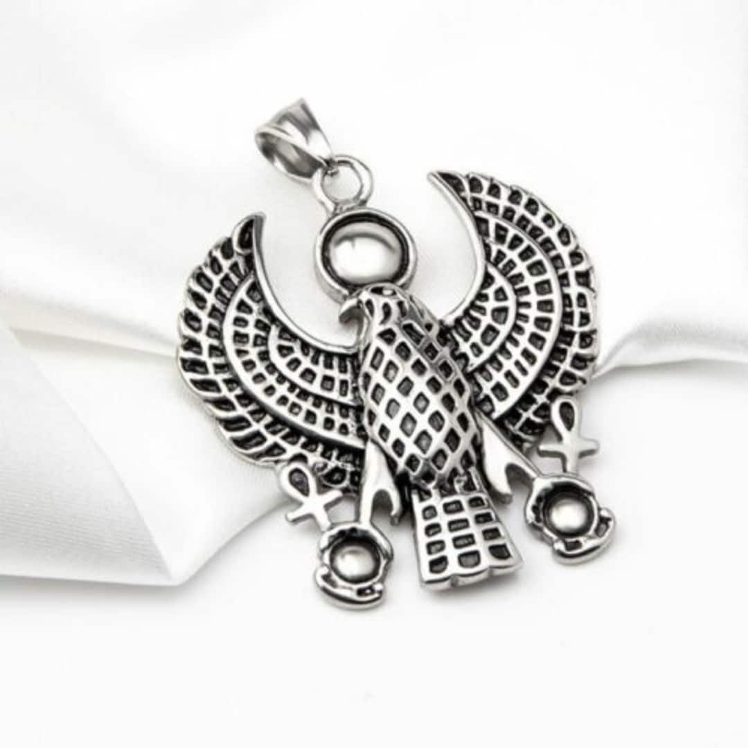 Egyptian Horus Falcon Ankh Stainless Steel Pendant Necklace | Powerful ...