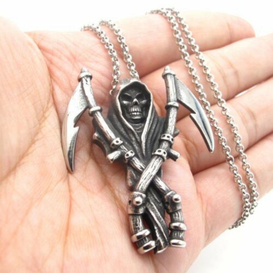 Grim Reaper Skeleton Stainless Steel Pendant Necklace | Grim Reaper ...