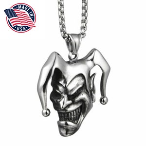 Punk Joker Clown Stainless Steel Pendant Necklace for Men | Smiling ...