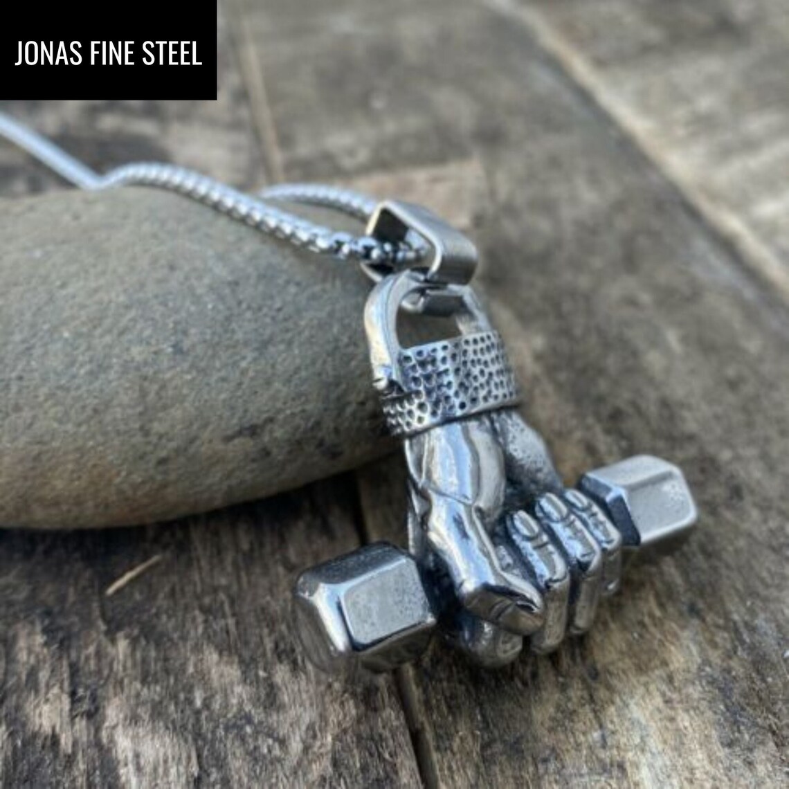 Hand Lifting Dumbbell Stainless Steel Pendant Necklace | Fitness ...
