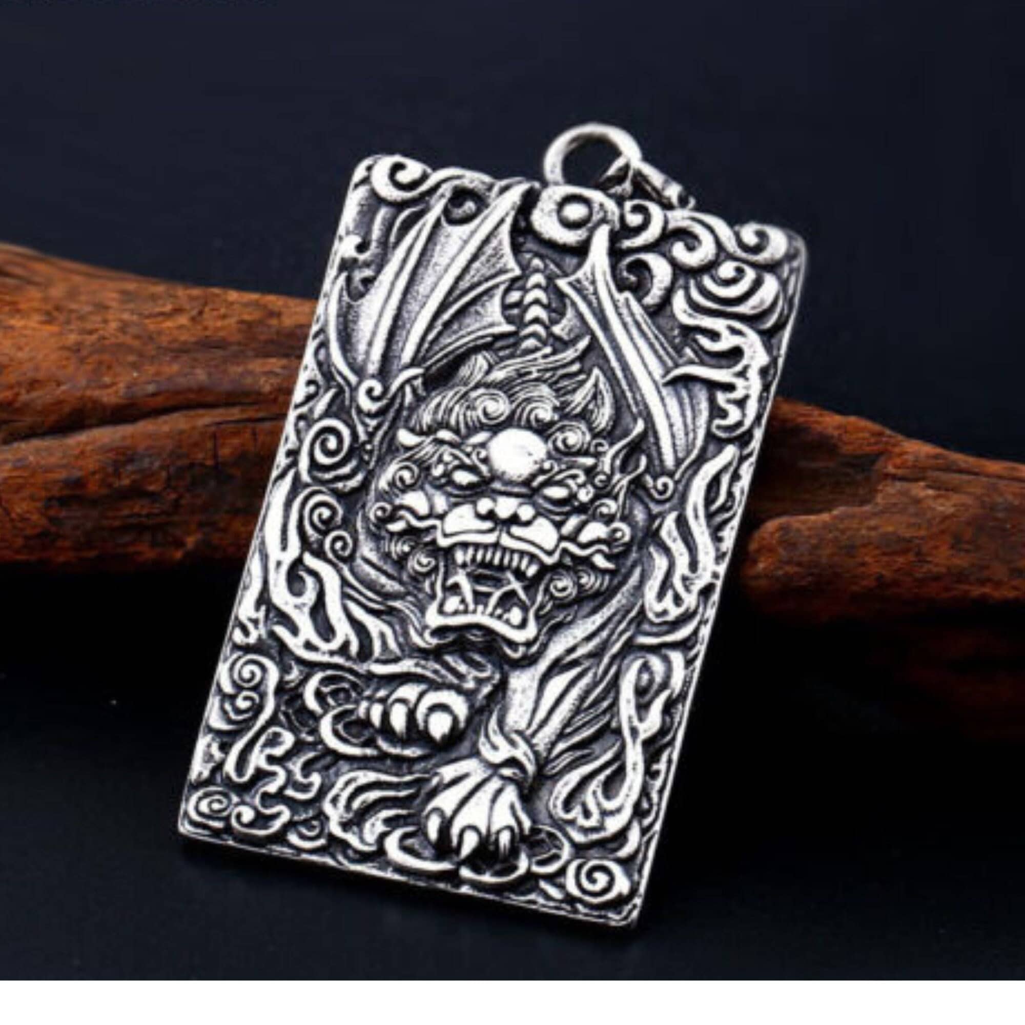 Large Lion Pixiu Amulet Yin Yang Stainless Steel Pendant Necklace for ...