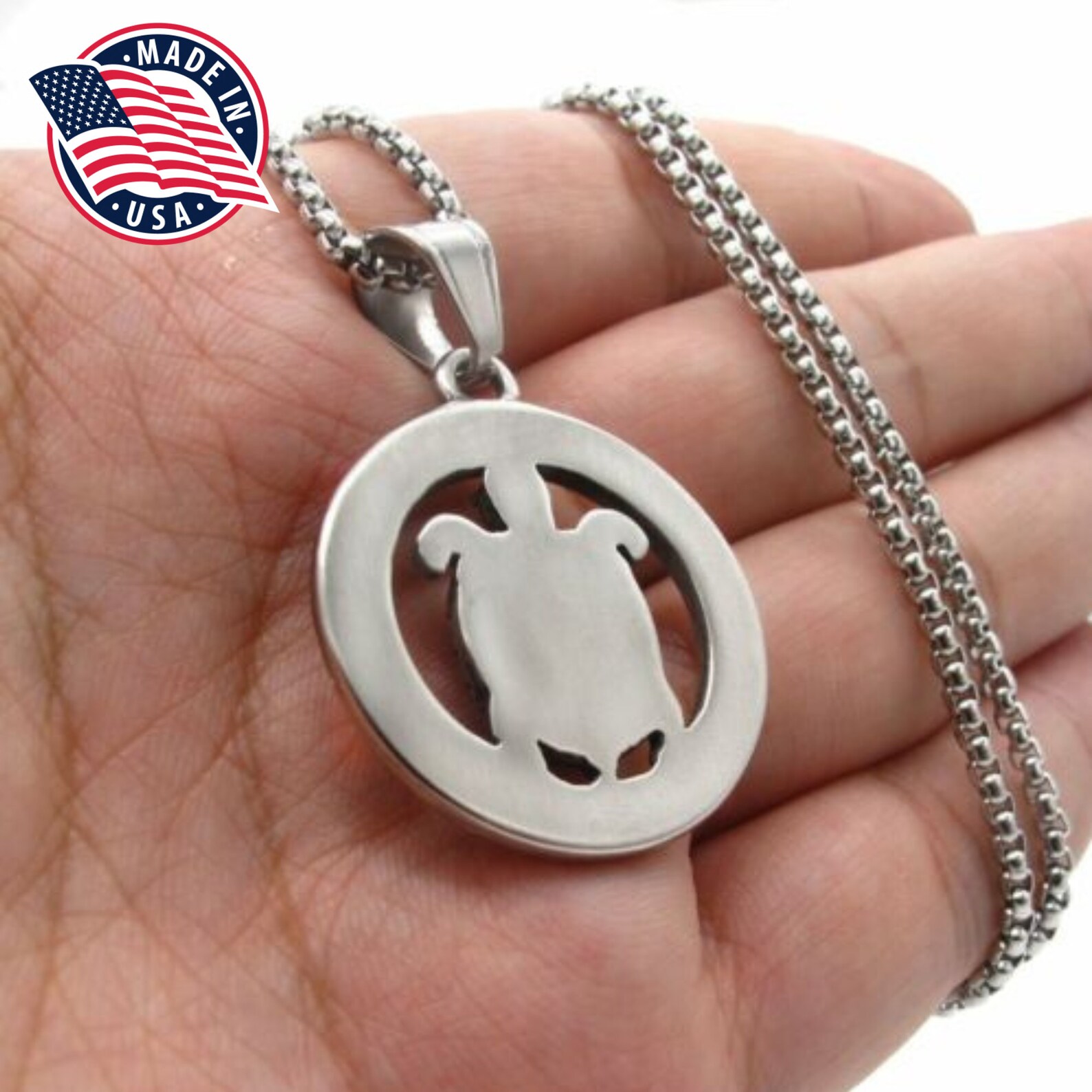 Cute Sea Turtle With Lesson Stainless Steel Pendant Necklace for Men ...