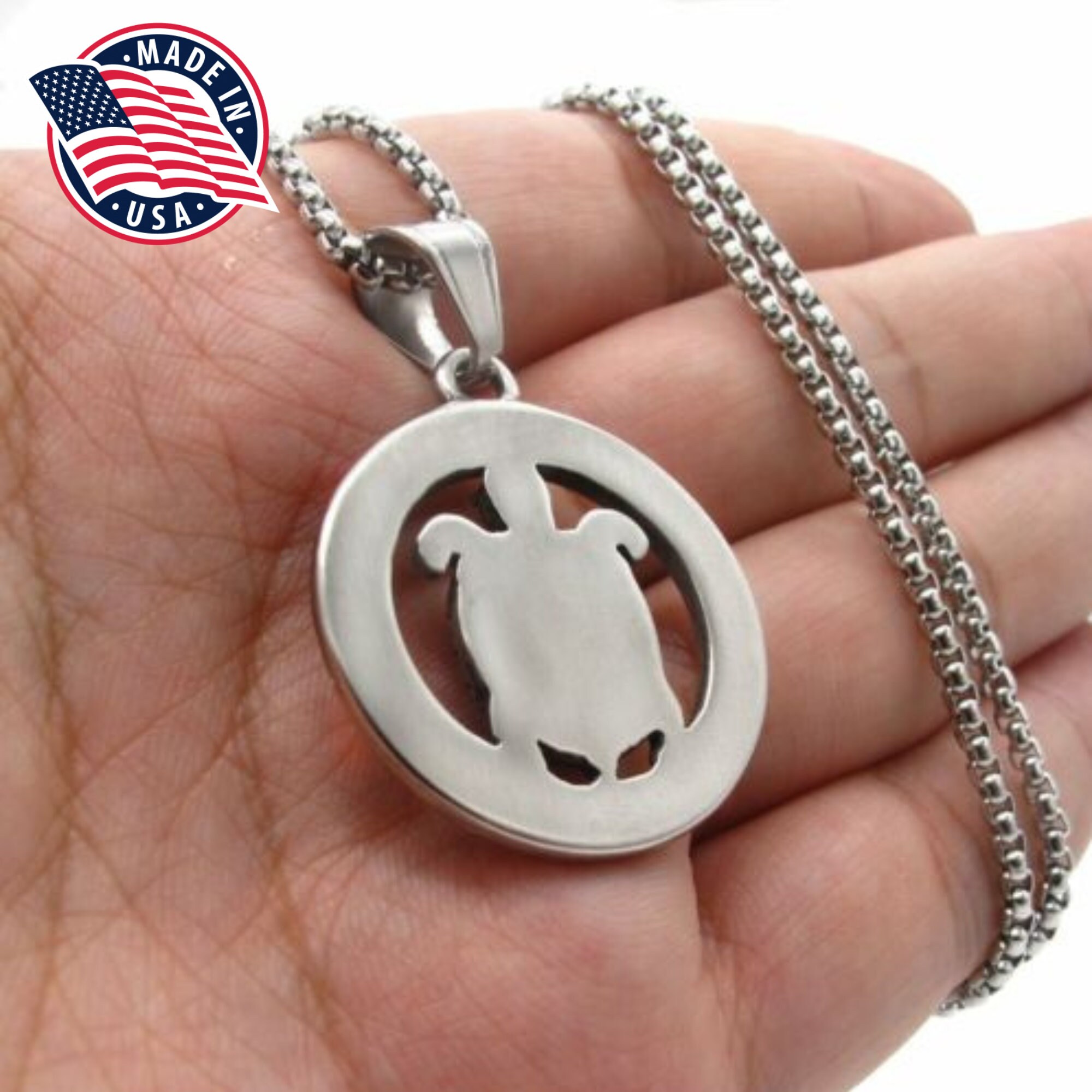 Cute Sea Turtle With Lesson Stainless Steel Pendant Necklace for Men ...