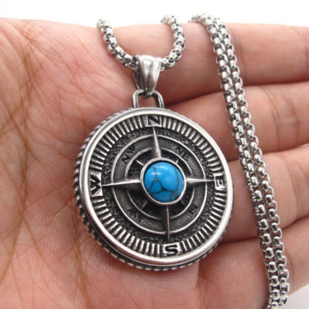 North Star Compass Stainless Steel Pendant Necklace | Vintage Nautical ...