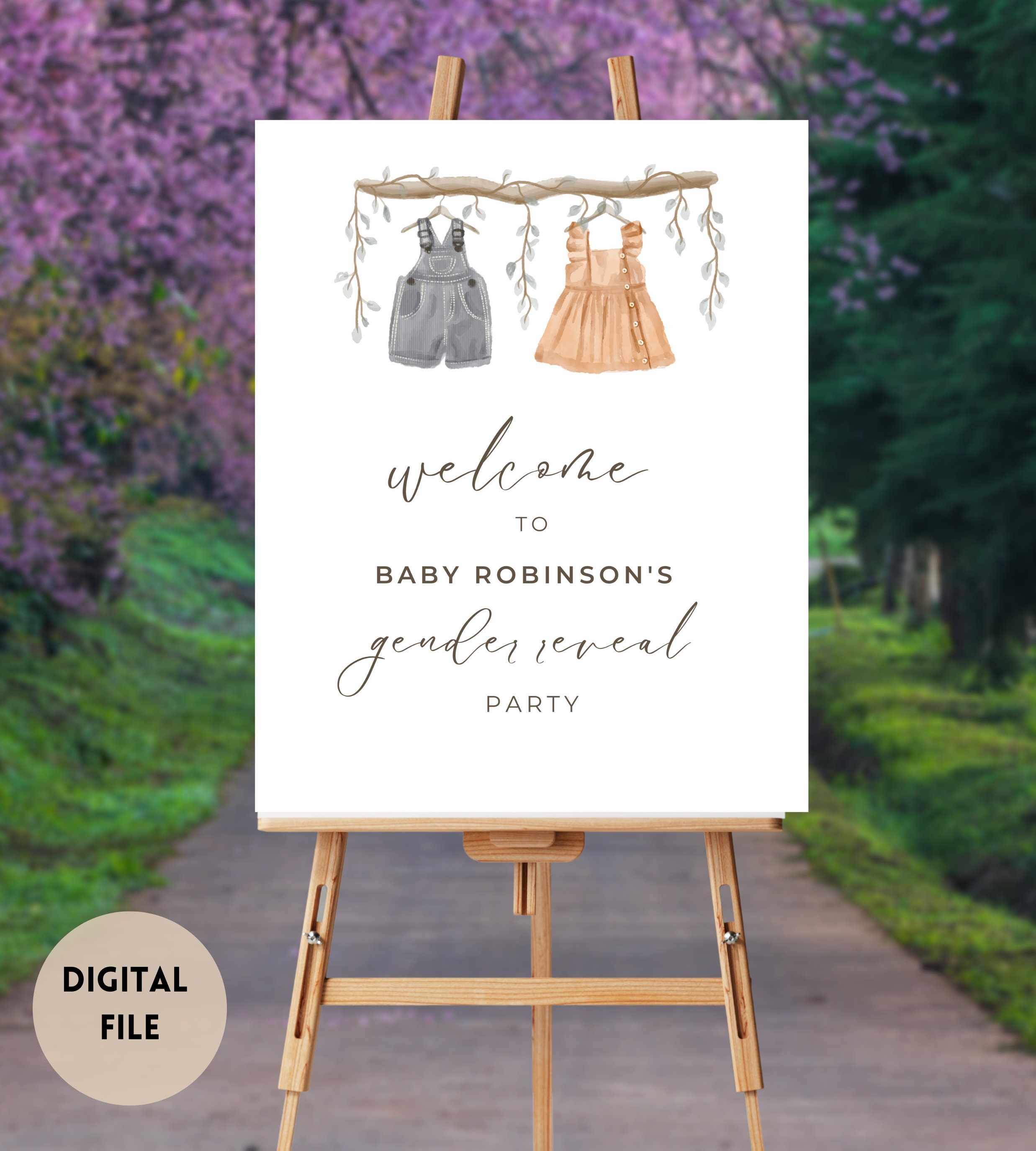 Boho Gender Reveal Welcome Sign, Editable Gender Reveal Sign Template ...