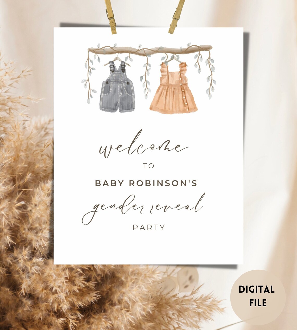 Boho Gender Reveal Welcome Sign, Editable Gender Reveal Sign Template ...