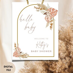EDITABLE Boho Welcome Sign Pampas Grass Baby Shower Baby Sprinkle ...