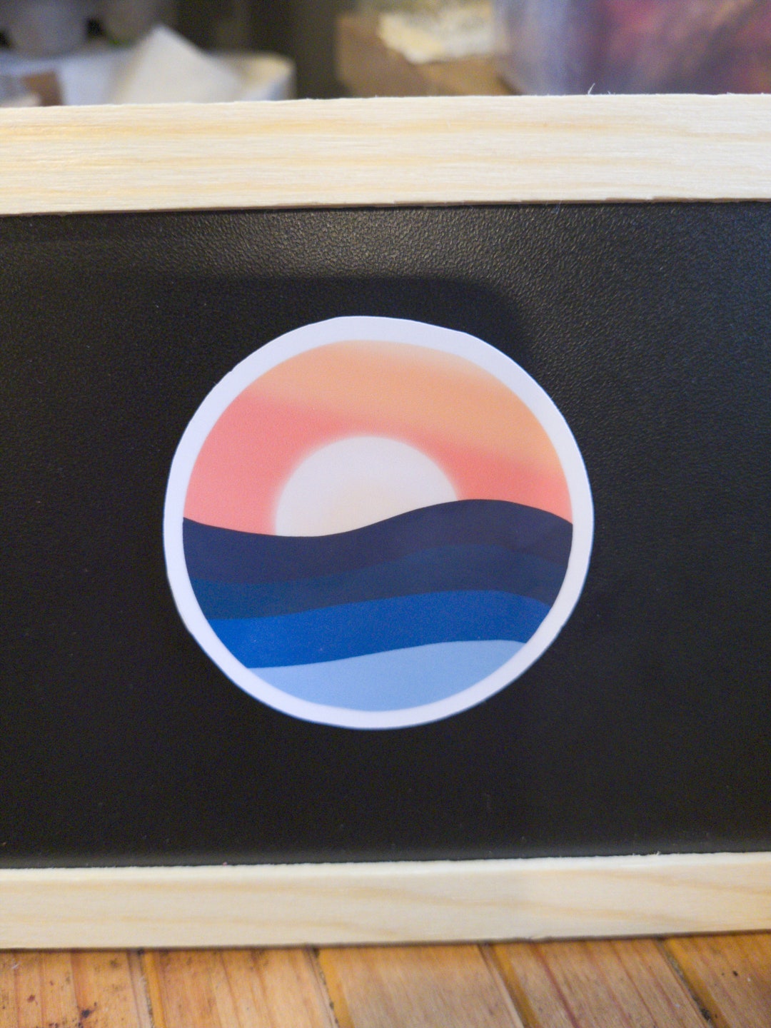 Sunset Sticker, Shades of Blue, Sunrise Sticker, Modern Art, Minimalist ...