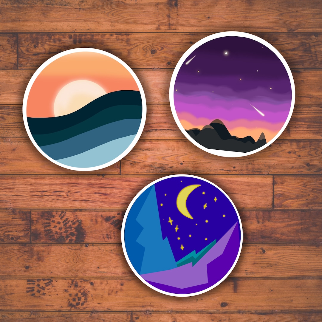 Nature Sticker Pack, Hiking Sticker, Forest Sticker, Minimalist Nature ...