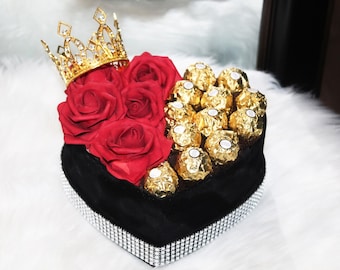 Personalized Heart Shaped Red Rose Flower Arrangement Valentine's Day ...