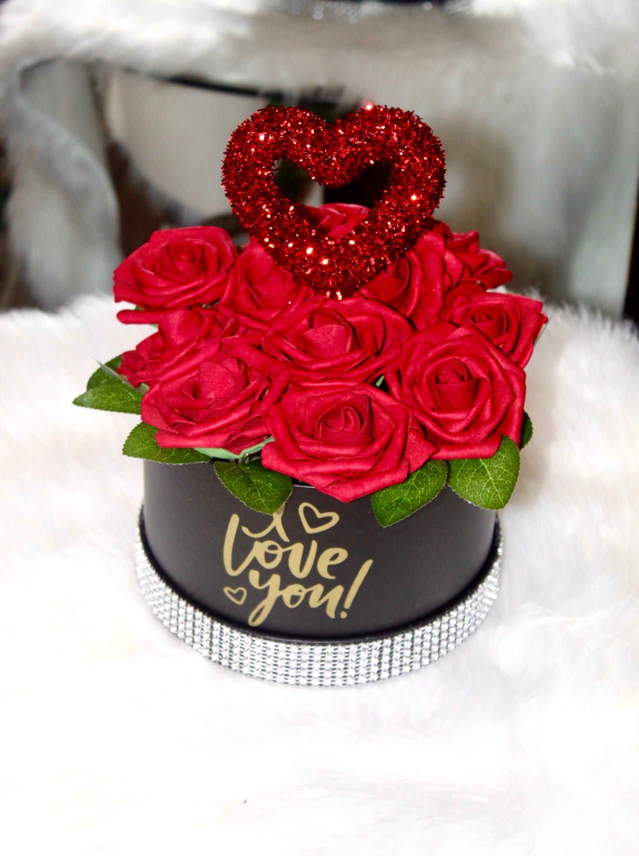 Personalized Red Rose Flower Arrangement Valentine's Day Flowers ...