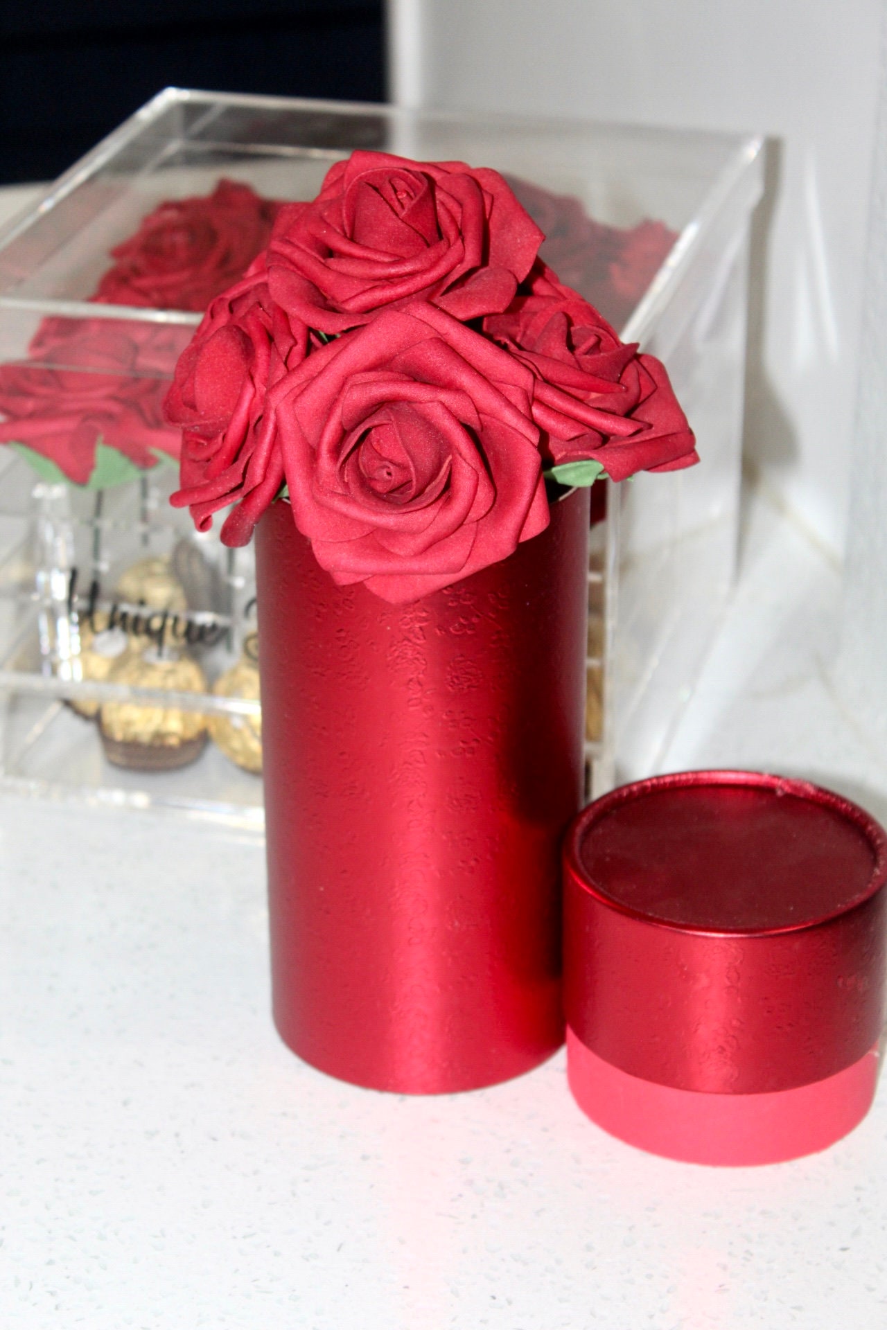 Personalized Red Rose Flower Arrangement Valentine's Day Flowers ...