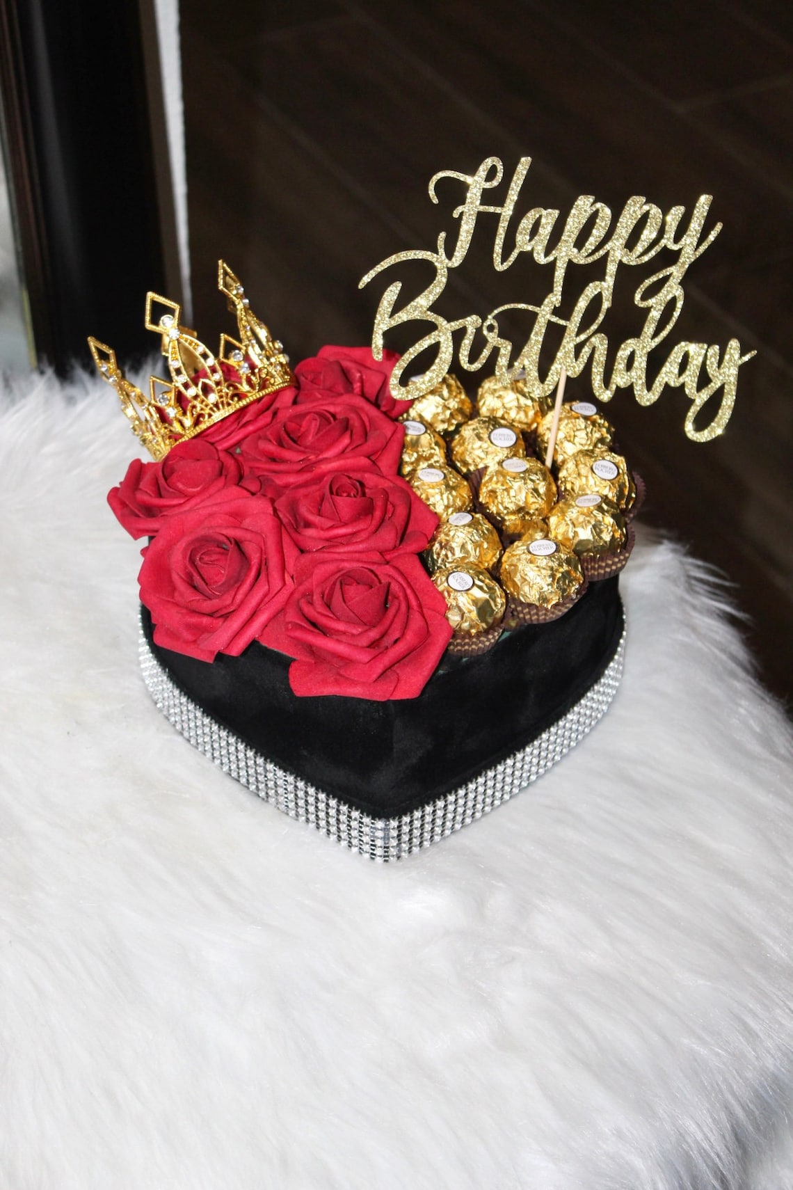 Personalized Heart Shaped Red Rose Flower Arrangement Valentine's Day ...