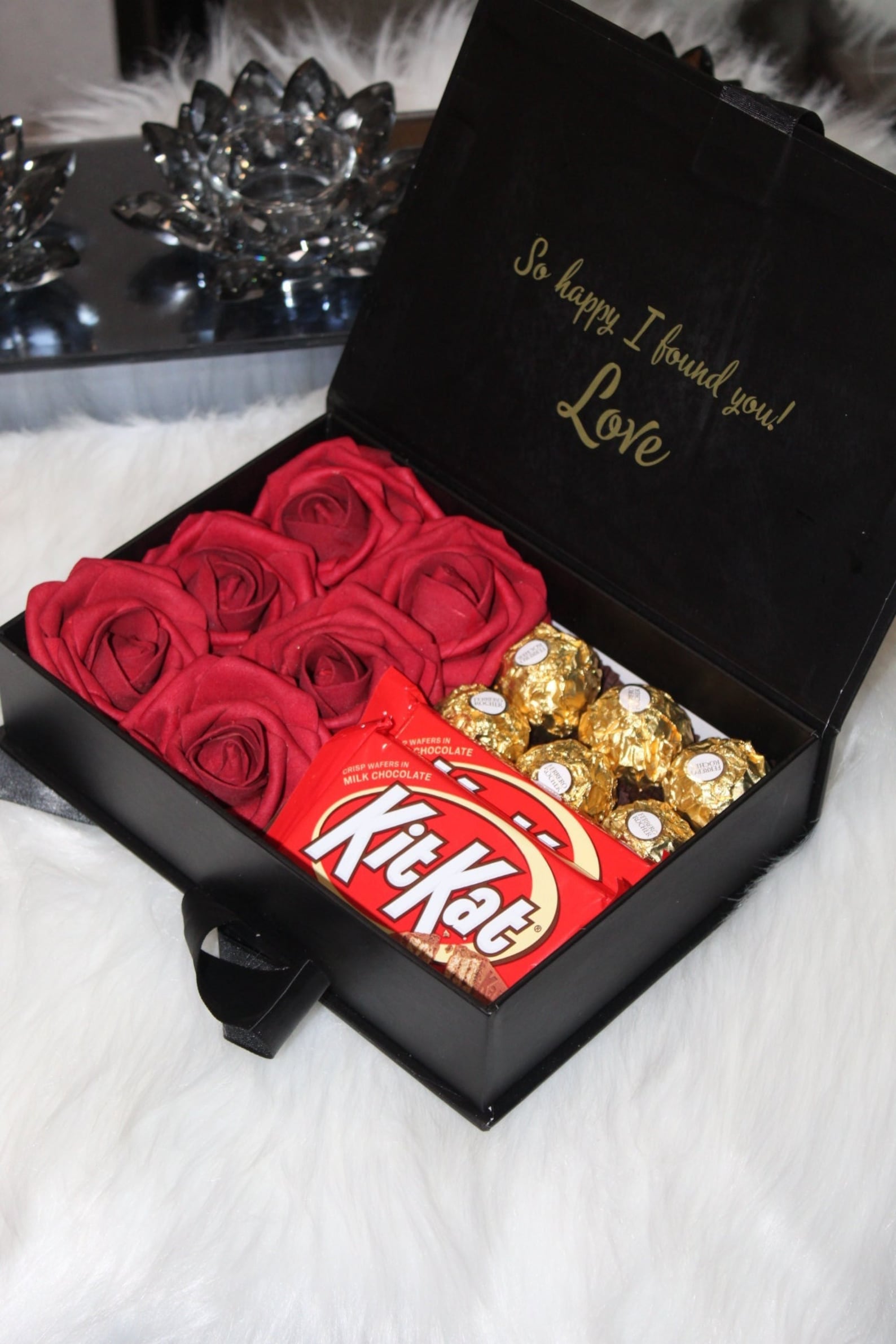 Personalized Luxury Giftbox Ferrero Rocher Artificial Roses Flower ...