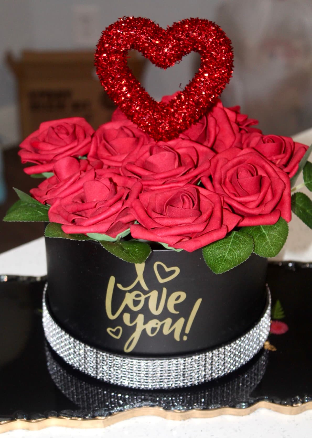 Personalized Red Rose Flower Arrangement Valentine's Day Flowers ...